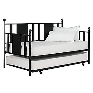 DHP Lavinia Metal Daybed with Trundle, Full Size Sofa Bed, Black
