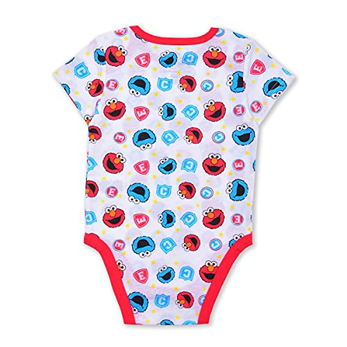 Sesame Street Boys’ 4 Pack Bodysuit for Newborn and Infant – Blue/Red/Grey/White