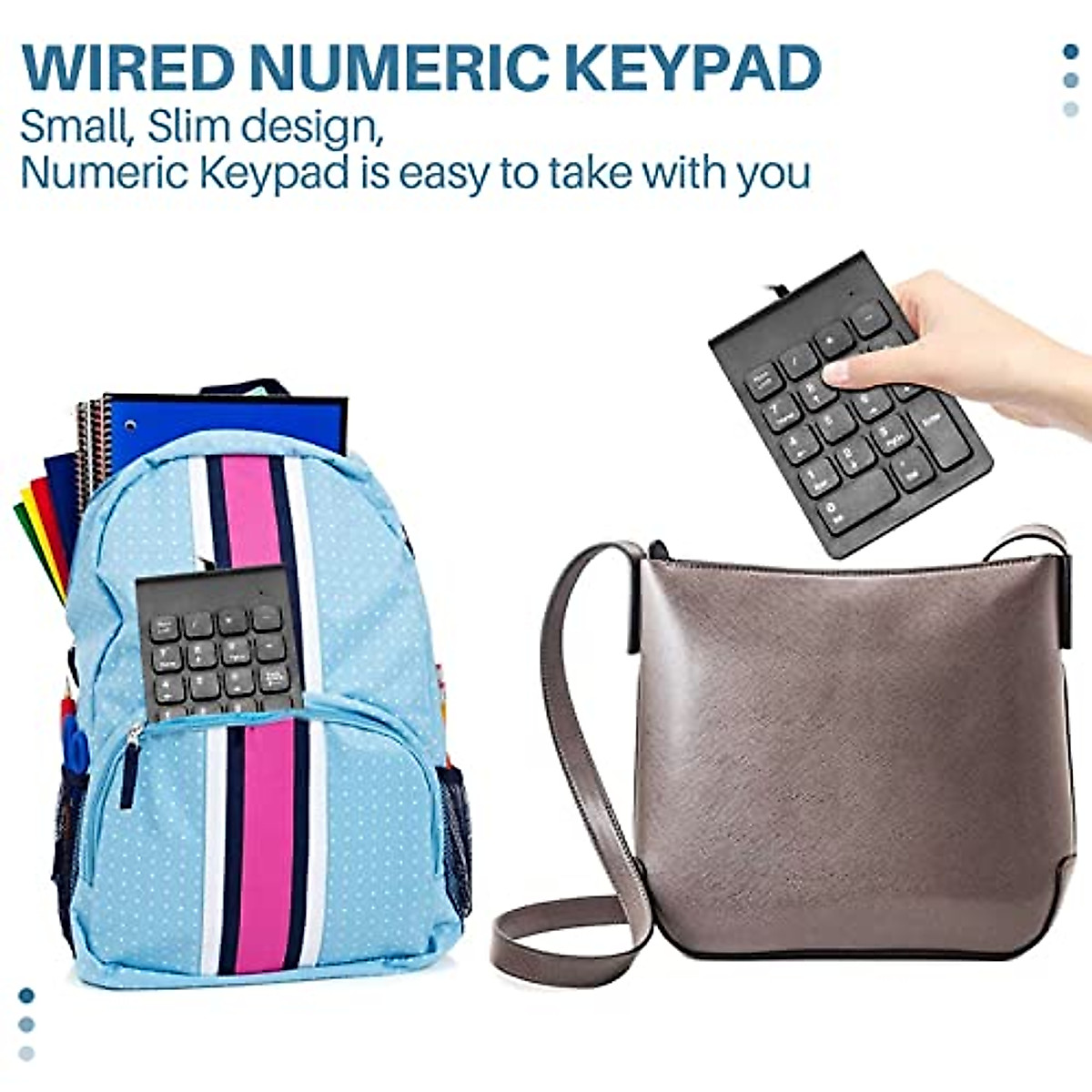 Spacesea USB Wired Numeric Keypad Numpad 18 Keys Digital Keyboard for Accounting Teller Laptop Windows Android Notebook Tablets PC (Black)