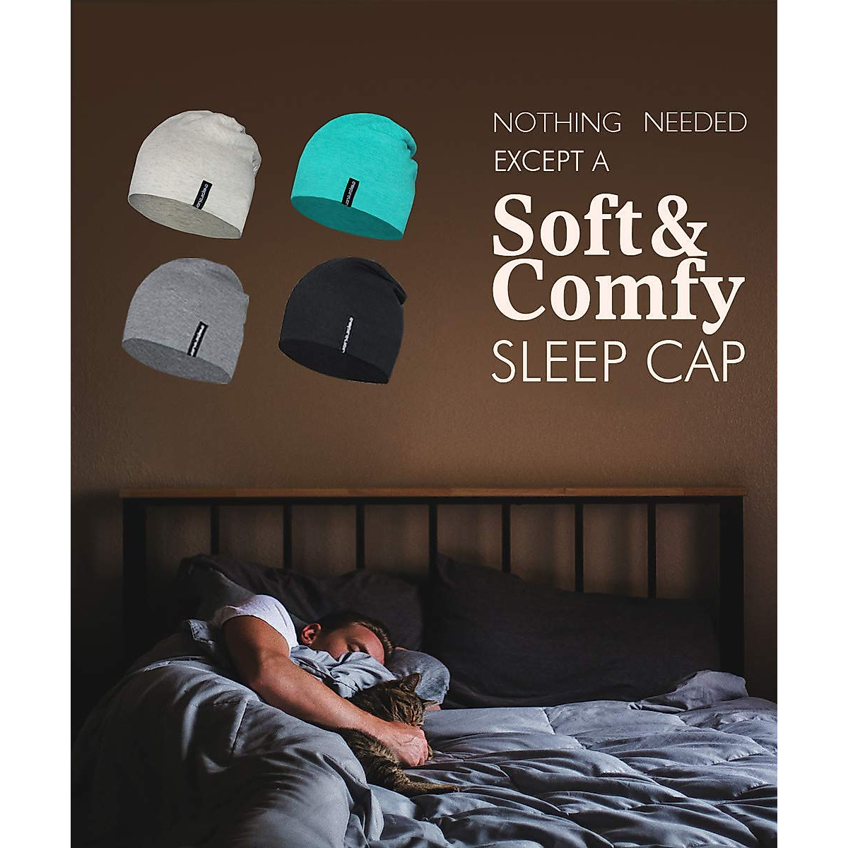 EMPIRELION 9" Multifunctional Lightweight Beanies Hats for Men Women Running Skull Cap Helmet Liner Sleep Caps (Black + Mid Grey Mel., 2)