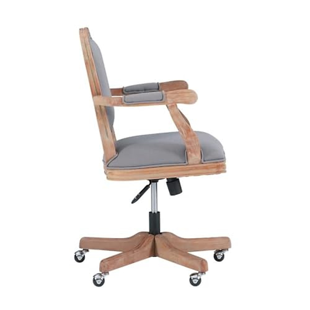 Riverbay Furniture 19" - 23" Seat Height Transitional Wood & Fabric Office Chair with Brushed Silver Casters, Gas Lift, Adjustable Height, Some Assembly Required, in Light Gray Finish