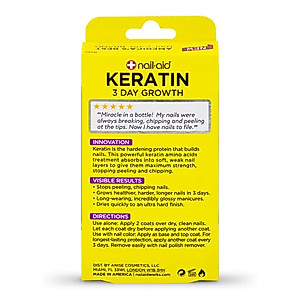 Nail-Aid Keratin 3 Day Growth Nail Treatment & Strengthener, Clear, 0.55 Fl Oz
