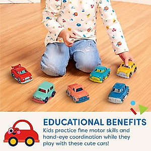 Battat- Wonder Wheels- Set of 6 Mini Toy Cars For Kids – Race Car, Truck, Taxi, Police Car, Retro Car, 4x4 – Pretend Play- Recyclable Materials - Mini Riders- 1 Year +