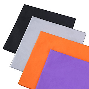 LeZakaa 100 Sheets Tissue Paper Bulk, Gift Wrapping Paper Decorative Art for Halloween Holiday Gift Wrap, Flower, Pom Pom Packing and Decorations (20x20 inch) - Silver, Purple, Black, Orange