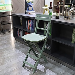 Folding Bar Stool, Counter Height Stool, Dining Chair with Backrest and Footrest, Bamboo, Foldable Outdoor Leisure Chair for Home Kitchen(Green)