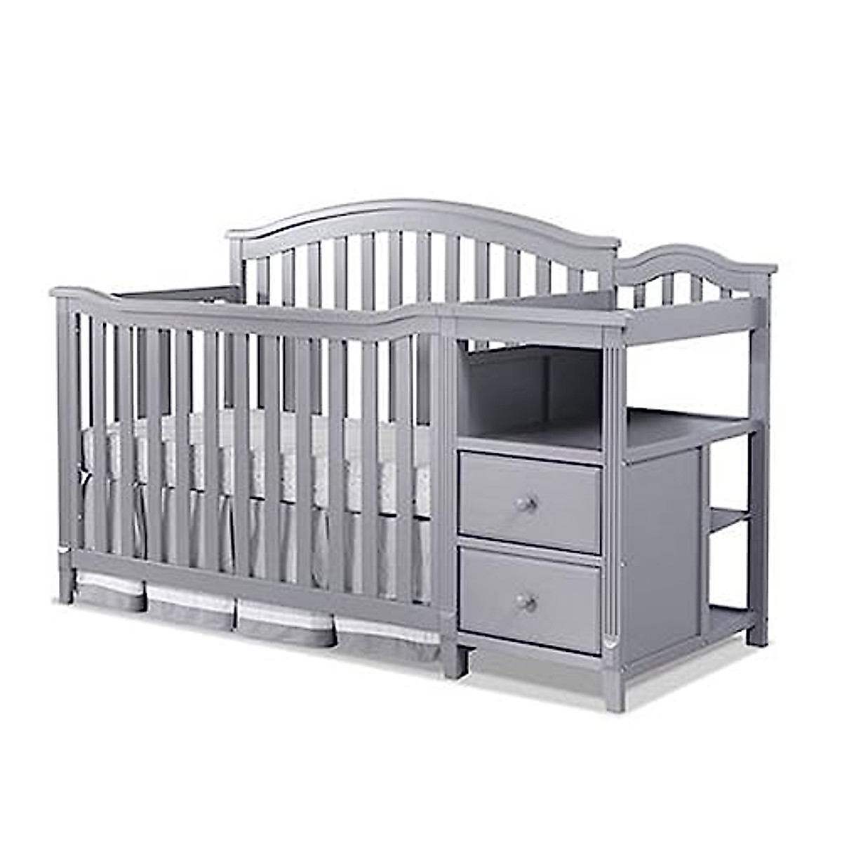 Sorelle Furniture Berkley Crib and Changer with Slat Panel Back Classic -in- Convertible Diaper Changing Table Non-Toxic Finish Wooden Baby Bed Toddler Childs Daybed Full-Size Nursery - Gray