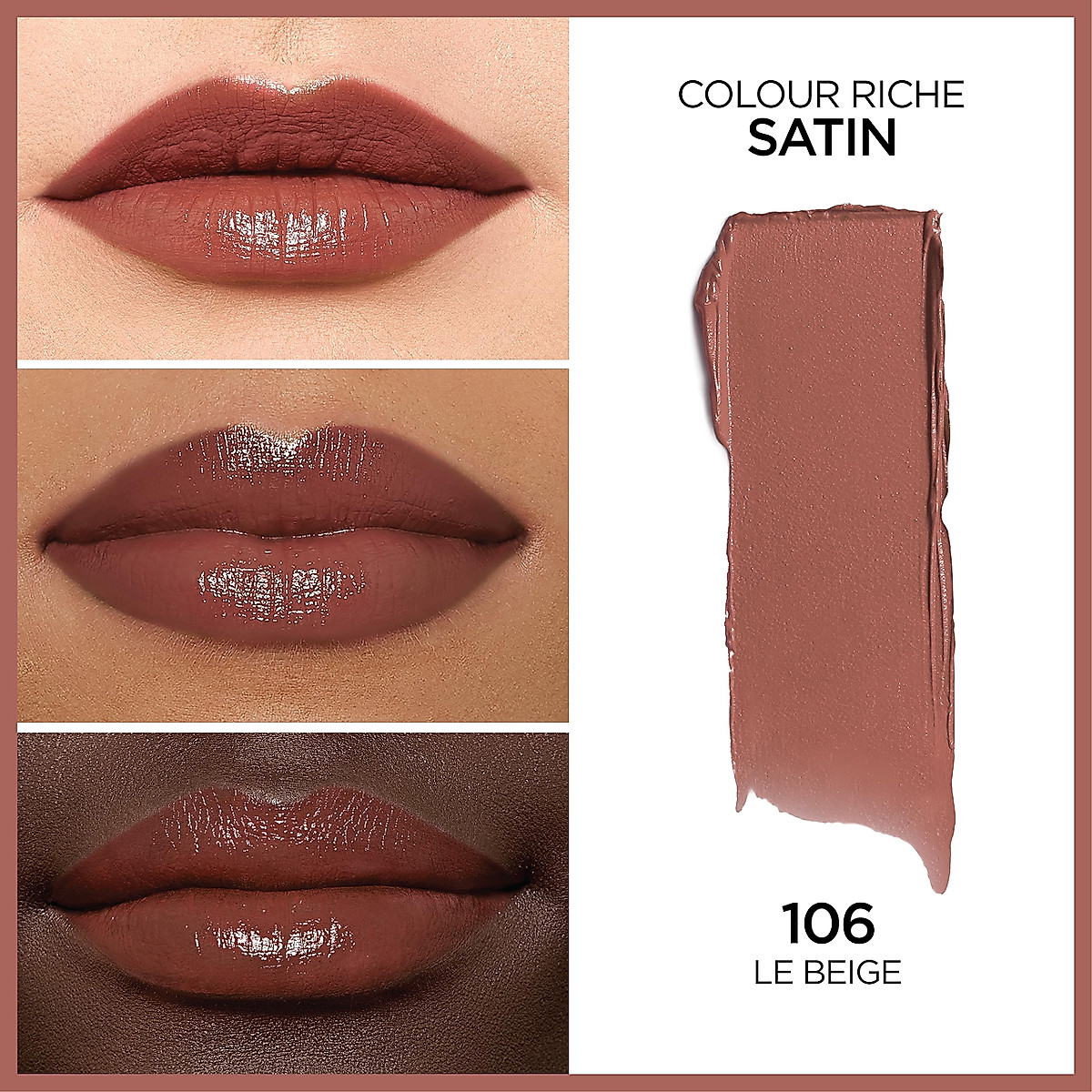 L’Oréal Paris Colour Riche Original Creamy, Hydrating Satin Lipstick with Argan Oil and Vitamin E, Le Beige , 1 Count