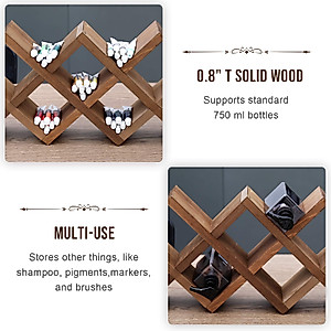 WELLAND Wood Countertop Wine Rack, Rustic Tabletop Wine Holder, 7 Bottle Wine Holder, Minimal Assembly Required | 21.25" W x 4" D x 11.5" H