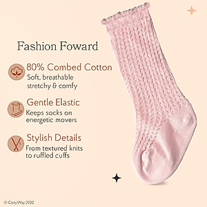 CozyWay Baby Knee High Bow Socks For Baby Girls Infant 0-9 Months 3-3 Pack