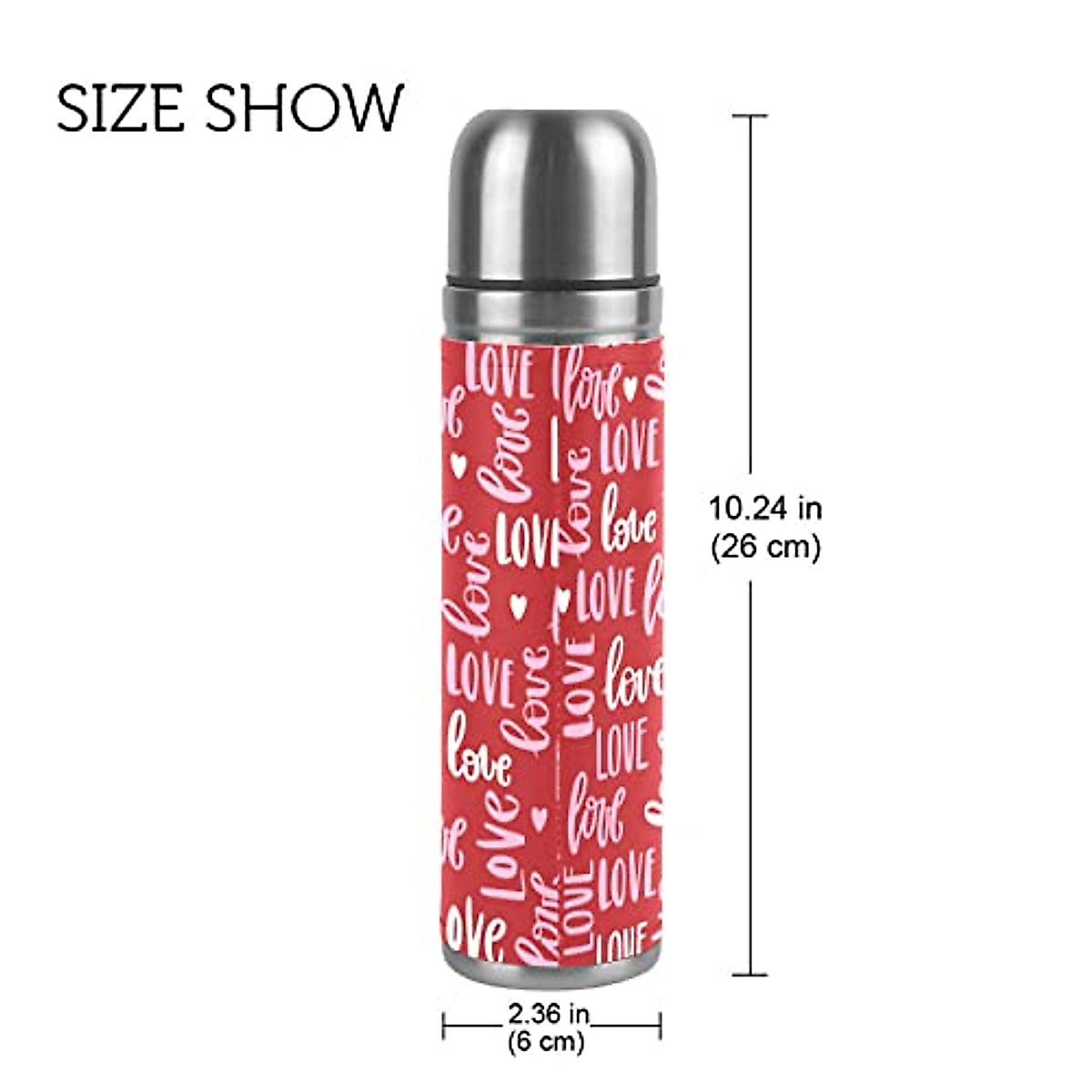 susiyo Valentine Day Drawn Love Insulated Water Bottle, 17oz Double Wall Vacuum Reusable Stainless Steel Bottle