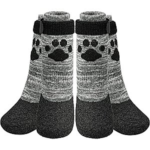 KOOLTAIL Anti Slip Dog Socks - Outdoor Dog Boots Waterproof Dog Shoes Paw Protector with Strap Traction Control for Hardwood Floors