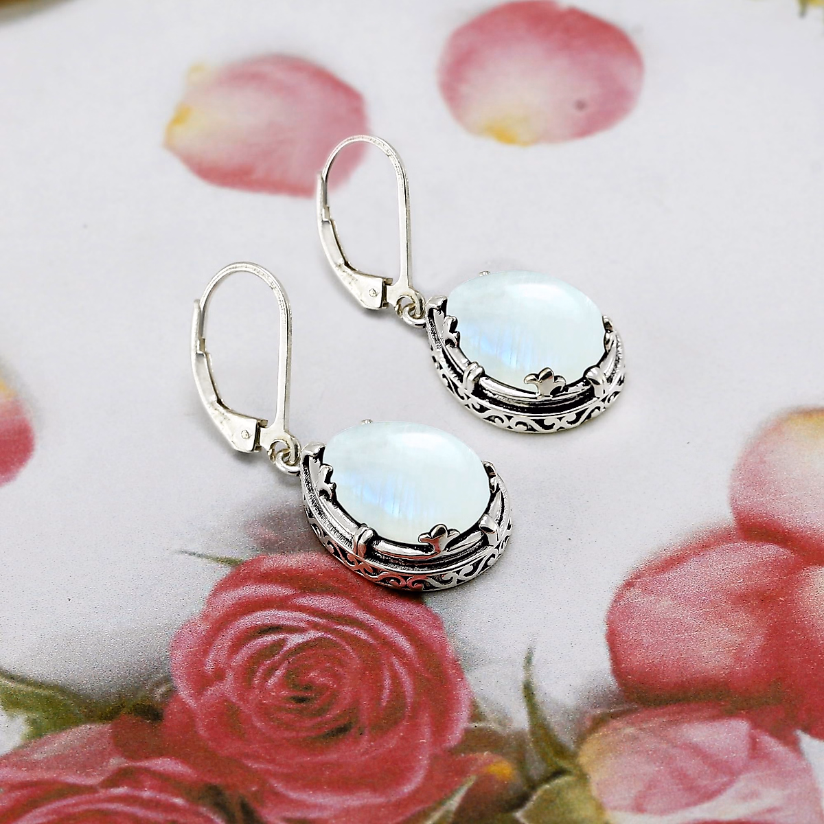 9.51Cts Natural Moonstone Earrings For Women White Stone June Birthstone Jewelry Women's Day Gifts For Mom Wife Sister