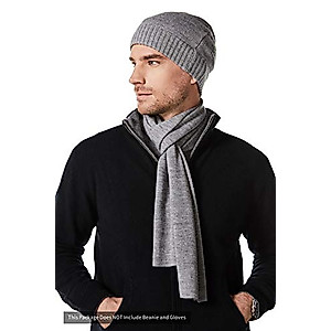EURKEA 100% Merino Wool Winter Soft and Cozy Scarf for Men, Medium Grey, Free Size