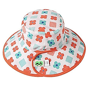 Connectyle Baby Girls' Sun Hat UPF 50+ Adjustable Reversible Bucket Hat UV Protection Hat Flower S