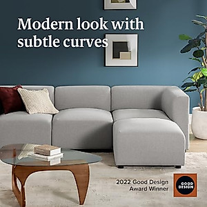 Zinus Luca Reversible Chaise Sectional Sofa, Modern Style, Flexible Modular Design, Easy Tool-Free Assembly, Grey