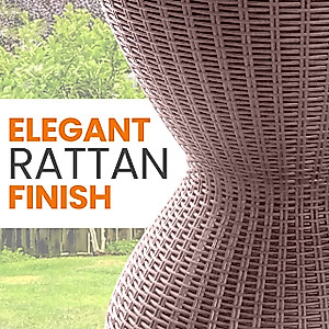 SereneLife Outdoor Cool Bar Table, 7.5 Gallon Beer and Wine Cooler, Patio Furniture & Hot Tub Side Table, Beverage Cooler, All-Weather Resistant Ice Cool Bar, Rattan Style Patio, Cocktail Bar (Grey)