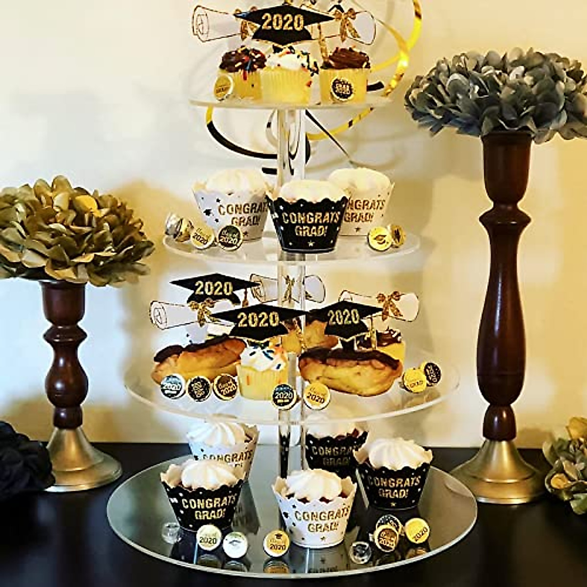 Cupcake Stand, 4 Tier Round Acrylic Cupcake Display Stand Holder, Clear Dessert Pastry Tower for Wedding, Birthday, Theme Party, Baby Shower