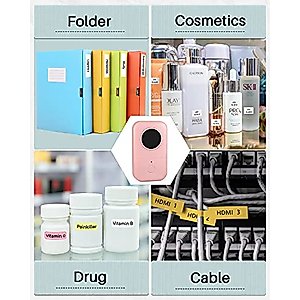 Phomemo Label Maker Machine with Tape, D30 Portable Bluetooth Label Printer for Storage, Barcode, Mailing, Office, Home, Organizing, Sticker Maker Mini Label Maker with Multiple Templates，Pink
