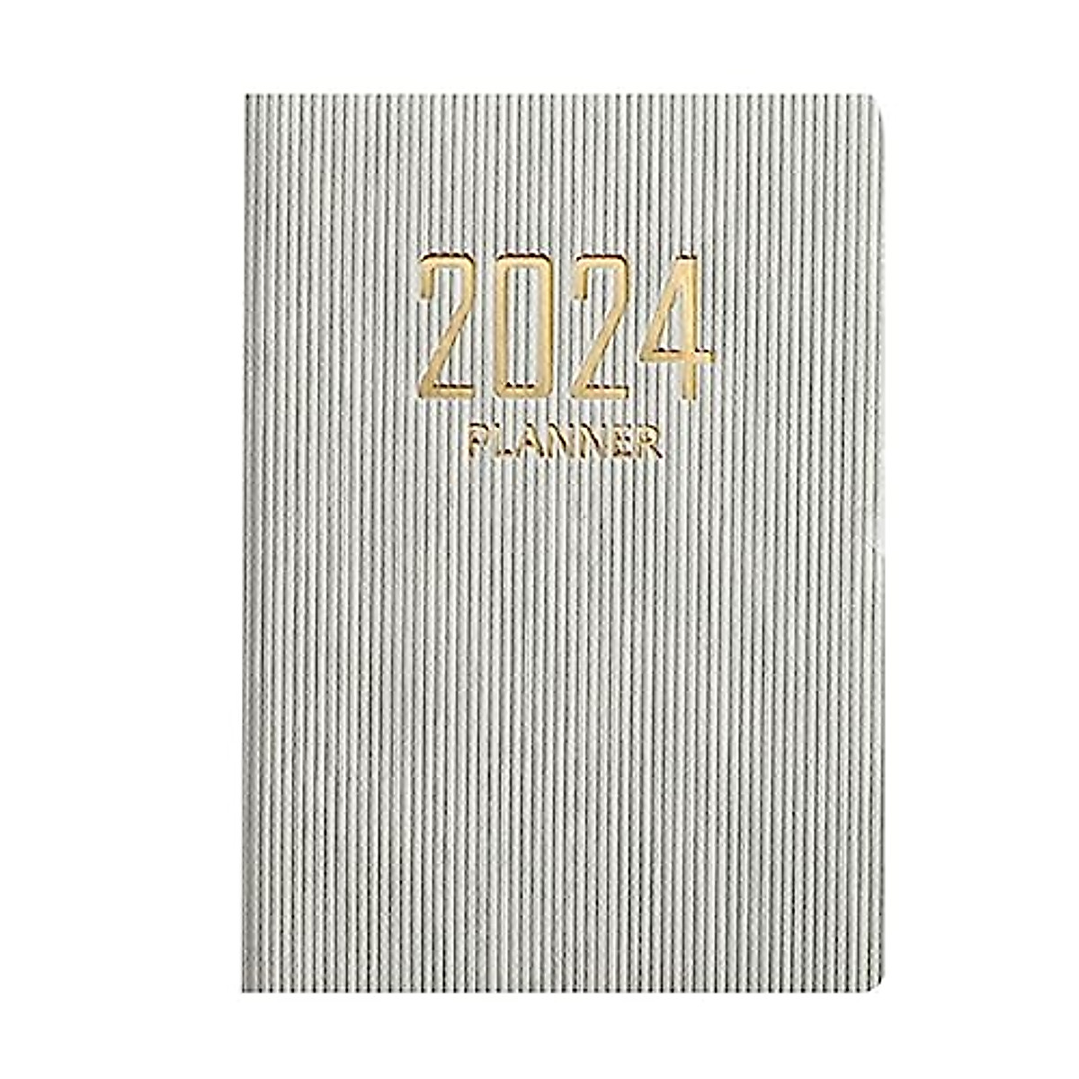 2024 Planner Notebook A7 Planning Notebook Calendar Double PU Leather Cover Journals Notebook Notepad for Work Supplies Stationery Organizer (Beige, One Size)