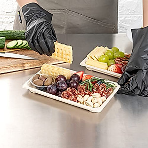 Restaurantware Pulp Tek 8.5 x 5.4 Inch Large Sushi Trays 100 Microwavable Bagasse Dishes - Lids Sold Separately Freezable Brown Bagasse Sugarcane Trays For Appetizers Or Entrees