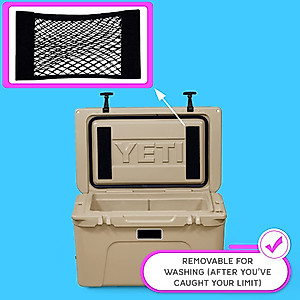 Cooler Net for Dry Storage and Organization - Compatible with YETI, RTIC, Igloo, Coleman, Lifetime, Pelican Ice Chests - Works with Cooler Lights, Wheel Kits, RTIC Cooler Accessories, and More