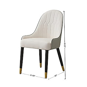 HomSof White Grey Dining Chair with PU Leather Color Solid Wood Metal Legs (Set of 2), 2 Pieces