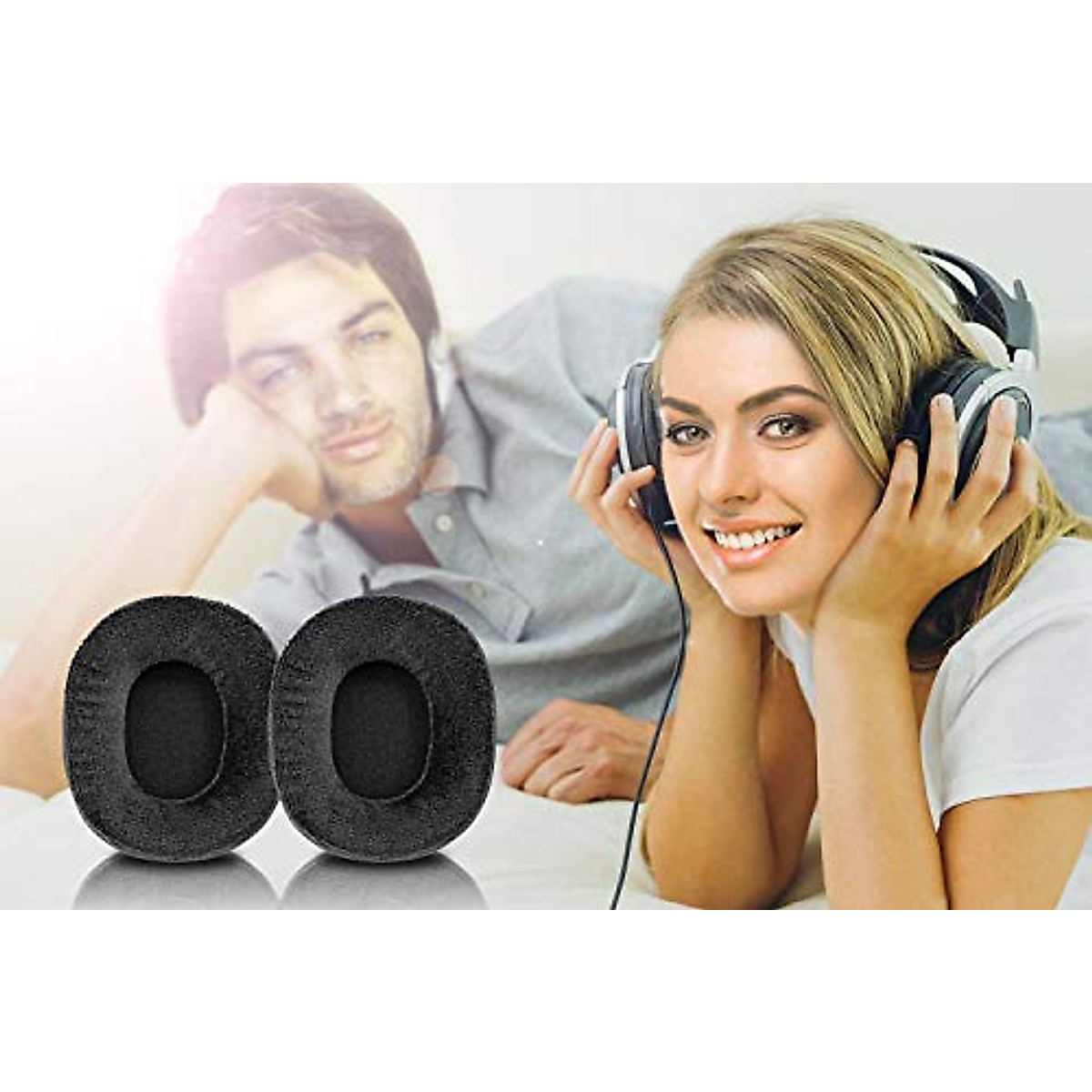 Arctis 7 Ear Cushion Replacement Ear Pads Compatible with ATH-M50x M50 M40, Arctis 7 Arctis Pro, ATH-WS1100iS, HD280 Pro, MDR-7506 V6 Headphone (Hybrid Velour)