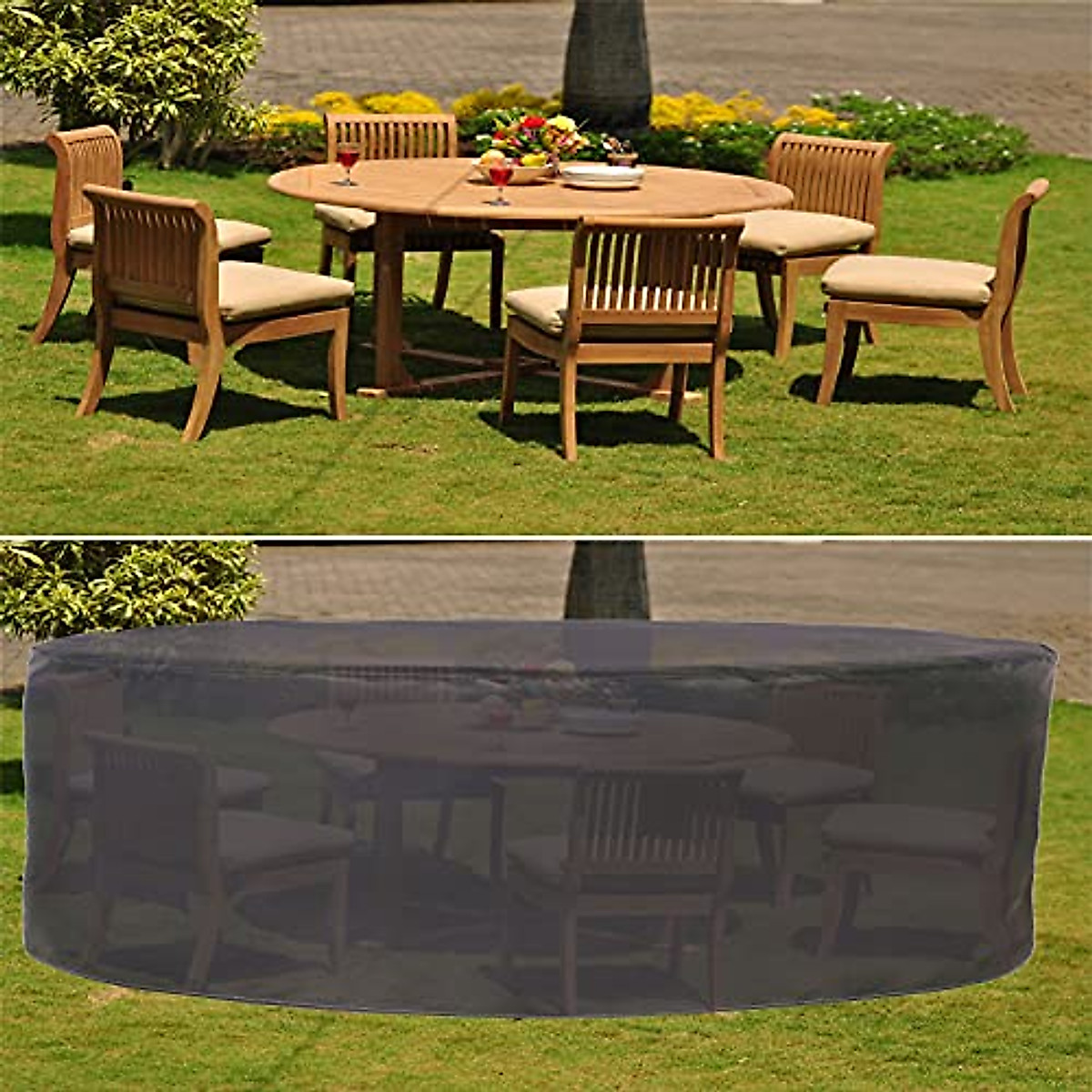 BAOFI Garden Furniture Covers Waterproof 24x24in, Patio Furniture Cover Round, Table Covers 420D Oxford Fabric Windproof Dust Proof Rip Proof for Outdoor Dining Table and Chairs