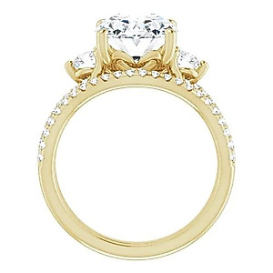 Moissanite World 3 CT Oval Moissanite Engagement Ring Colorless VVS1 10K 14K 18K Yellow Gold & 925 Sterling Silver Solitaire Anniversary Bridal Ring Set Valentine Gift for Her