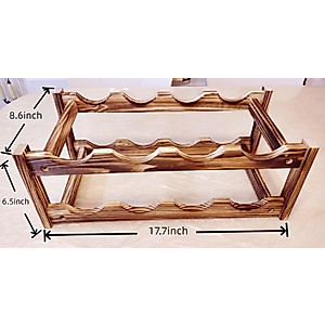 LoongZDD Easy-Install & Standalone 8-Bottle Wine Rack - Premium Carbonized Pine Wood, Two-Tier Design for Countertop, Home Kitchen Pantry, Versatile Wine Storage Solution