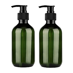 Pump Bottle Dispenser, Yebeauty 10oz/300ml Empty Plastic Shower Refillable Dispenser Soap Shampoo Pump Dispenser Containers with Pump Multipurpose for Cosmetic Kitchen Bathroom, 2-Pack Green