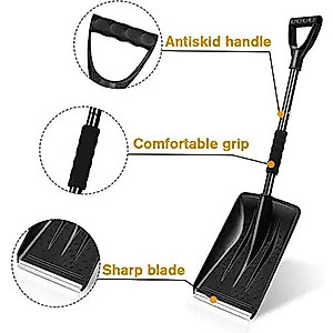 Snow Shovel for Driveway, Portable Snow Shovel with Handle and Large Capacity for Snow Removal, Lightweight Sport Detachable Shovel for Car Emergency Camping Garden