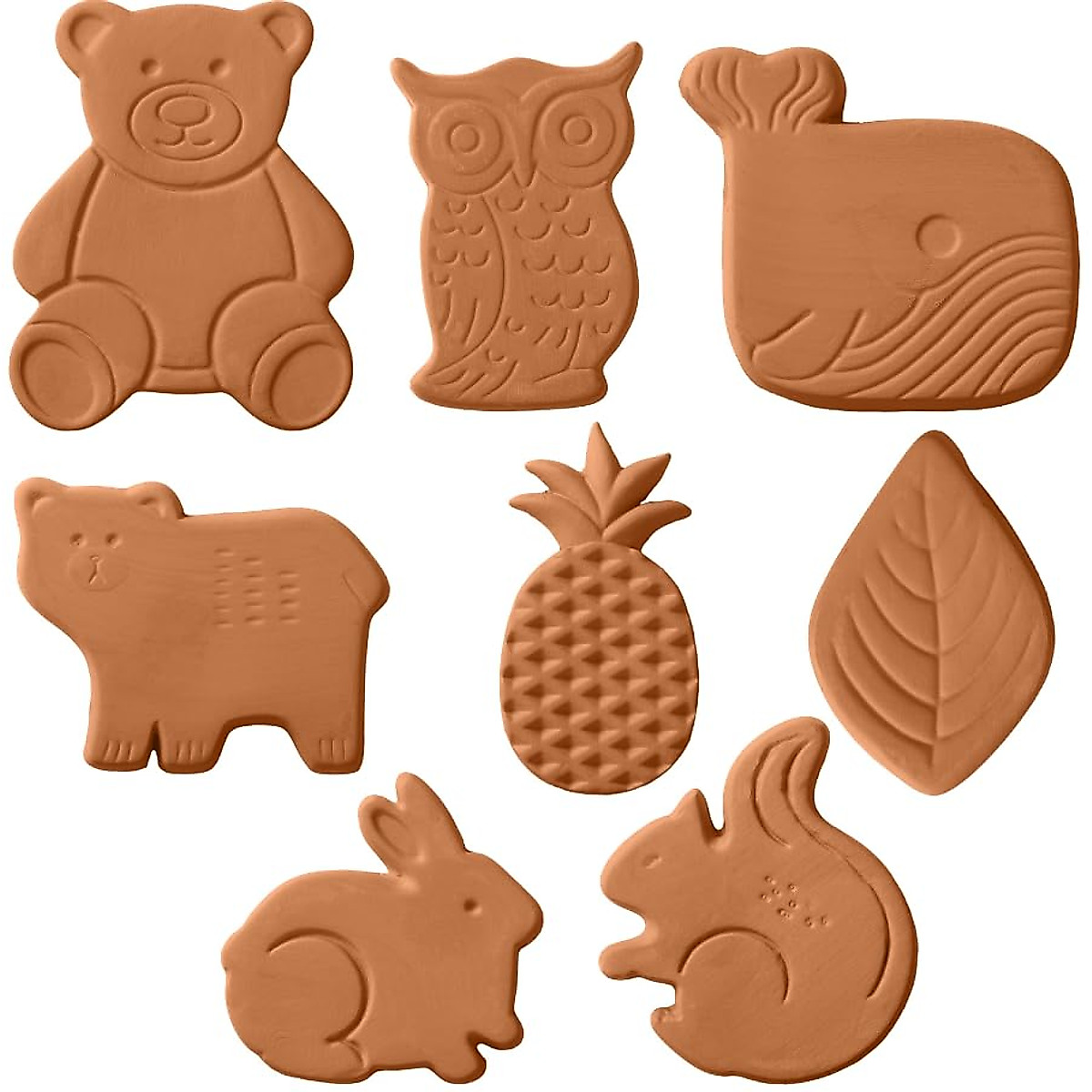 Sasylvia 8 Pcs Brown Sugar Keeper Terracotta Brown Sugar Saver Clay Rabbit Pineapple Owl Fish Bear Squirrel Leaf Softener for Food Storage Containers Keeping Soft and Dry
