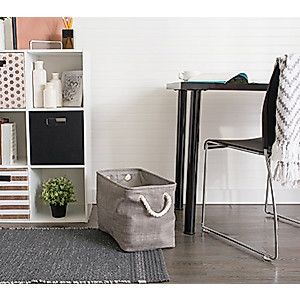 DII, Collapsible Variegated Polyester Storage Bin with Cotton Handles Medium Gray