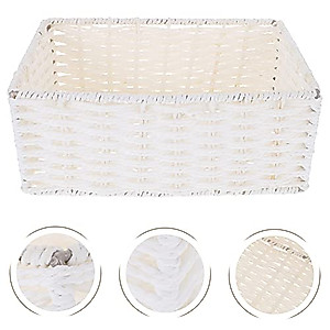 IMIKEYA Water Hyacinth Storage Baskets Woven Storage Basket Key Holder Shelf Basket Drawer Organizer Square Storage Basket Toilet Roll Basket