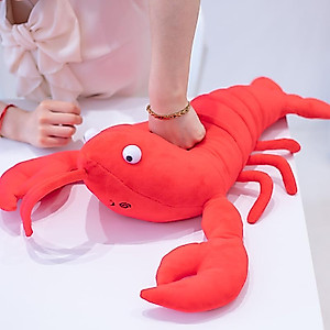 XIZHI Lobster Plush Stuffed Animal Lobster Plush Toy Lobster Pillow Suitable for Christmas and Birthday with Huggable Gifts (Red-Medium)