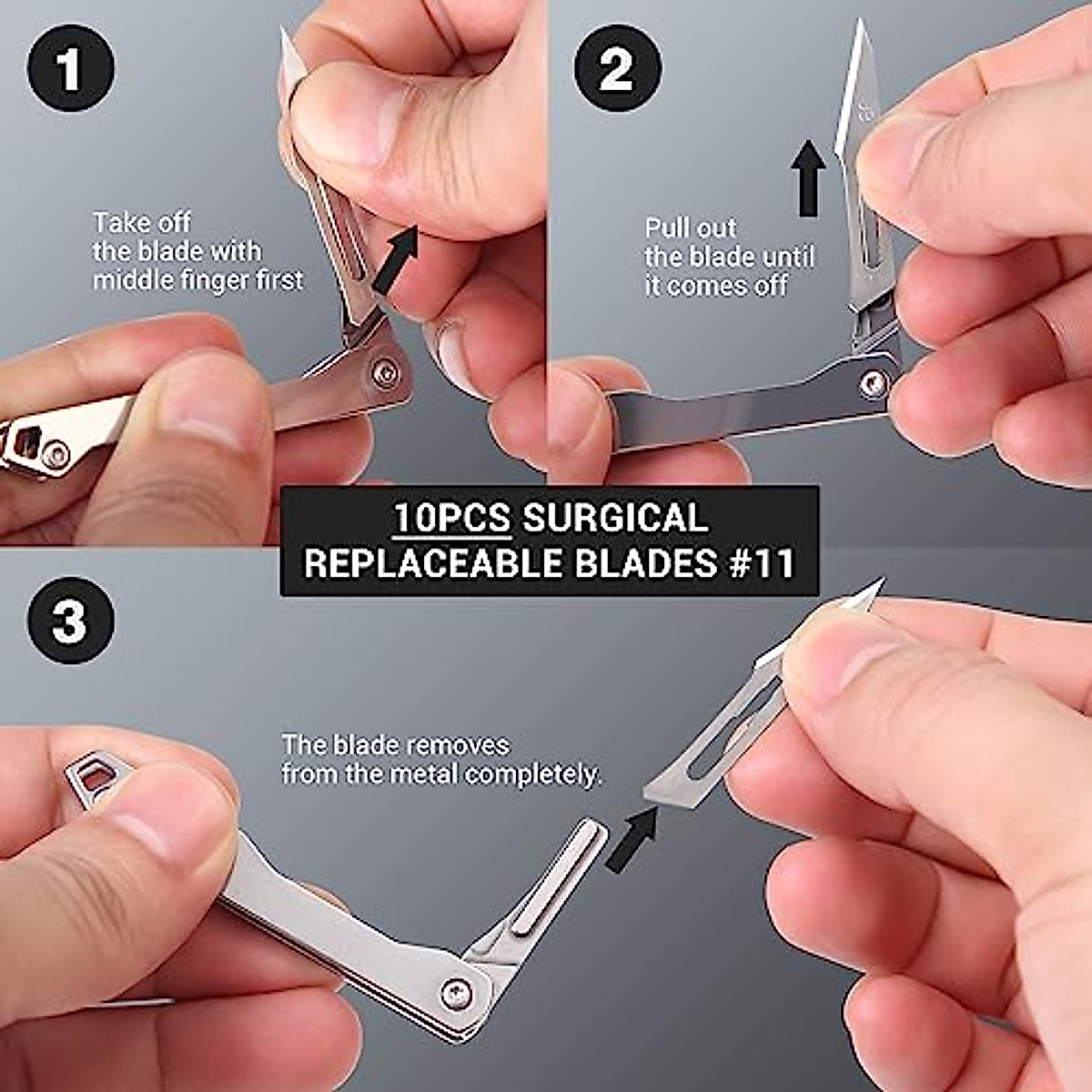 edcfans Pocket Knife For Men, Folding Scalpels Knife with 10pcs Surgical Replaceable Blades #11, EDC Utility Knives, Outdoor Edge Knives for Hunting, Skinning.