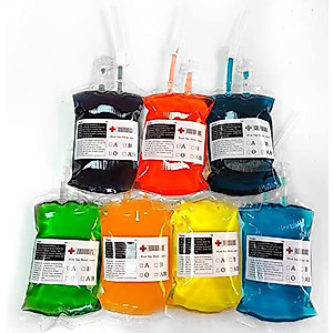 20 Pack Halloween Decorations Blood Bag Drink Pouches for Home Party Decor Supplies Zombie Vampire Party Indoor Outdoor Decoration with Syringe, Clips and Stickers