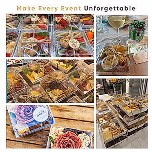 Leafiew 50 Pack Small Charcuterie Boxes with Clear Lids - To Go Paper Mini Charcuterie Box, Disposable Food Containers, 5Inch Dessert Boxes - Sandwich, Cookie, Sushi, Cake Slice, Strawberries (White)