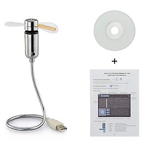 Kbinter New Creative USB Fan，USB LED RGB Light Programmable Fan Flexible Gooseneck DIY Message Mini USB Fan for PC Laptop Notebook Desktops