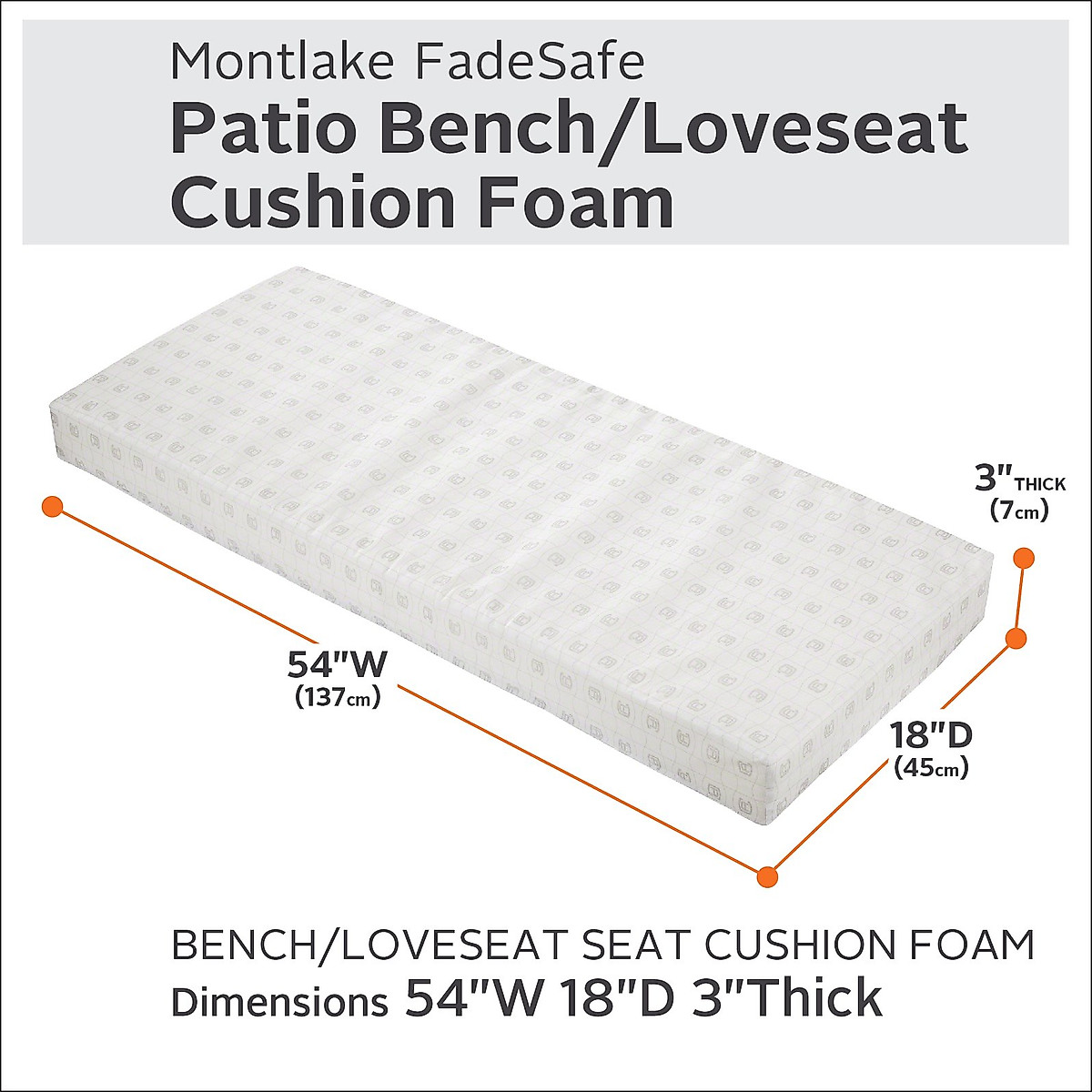 Classic Accessories 23 x 21 x 5 Inch Rectangular Patio Cushion Foam