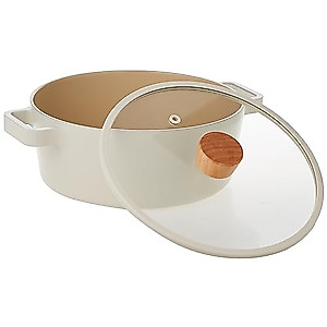 NEOFLAM FIKA Stock Pot for Stovetops and Induction | Wood Handle and Glass Lid | Made in Korea (8.5" / 2.7 qt)