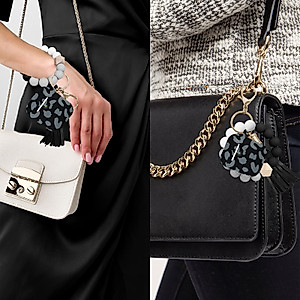 Case for Airpods,AIIEKZ Cute Airpod 1&2 Cover for Girls Women,Soft Silicone Protective Case with Beaded Bracelet Keychain (Black Leopard)