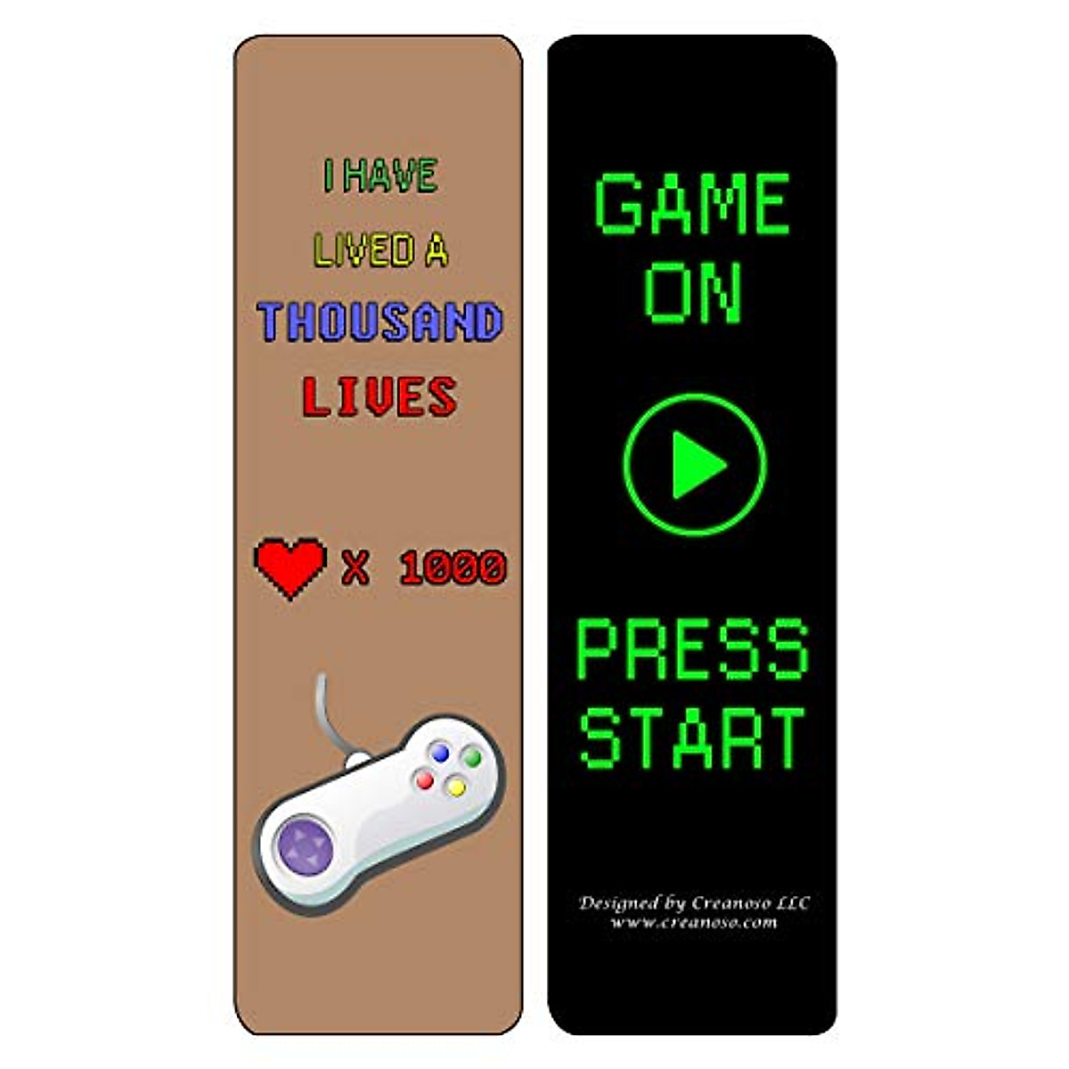 Creanoso Gamer Bookmarks (60-Pack) - Party Favors and Premium Gift Set Ideas for Children, Teens, & Adults – Classroom Teaching Incentives Rewards