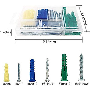 DIY.TK Plastic Self Drilling Drywall Ribbed Anchors with Phillips Pan Head Self Tapping Screws Assortment Kit,66 Pieces