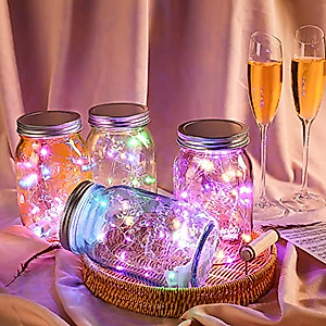 Amzcku 32 oz Pink-Purple Mason Jars with Lids, 6 Pack Wide Mouth Quart Canning Jar, Safe For Storage, Canning, Pickling, Preserving, Fermenting, DIY Crafts & Decor