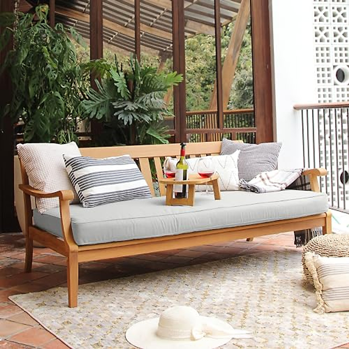 Cambridge Casual Robin Teak Wood Outdoor Sofa Daybed with Oyster Cushion