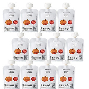 White Leaf Provisions Biodynamic & Organic Baby Food/Snacks — 12 x 3.17 Oz Pumpkin & Nectarine Unsweetened Baby Puree Pouches — Squeezable Baby Food & Toddler Snack