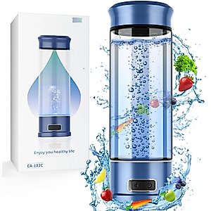 Hydrogen Water Bottle, Hydrogen Water Bottle Generator, 5-Min Electrolysis 1500 PPB Smart Water Ionizer with SPE/PEM Technology, Hydrogen Water Machine for Women Men Office School Bike Running,CA-102C