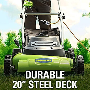 Greenworks 12 Amp 20-Inch 3-in-1Electric Corded Lawn Mower, 25022